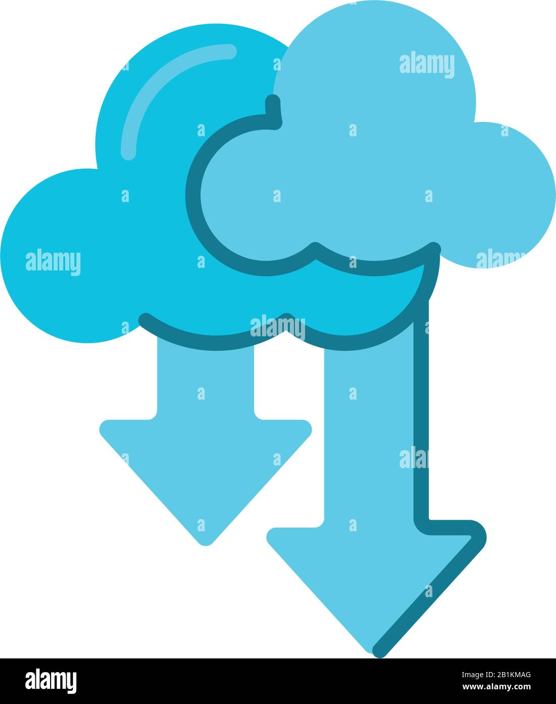 clouds with arrows down icon over white background, flat style, vector ...