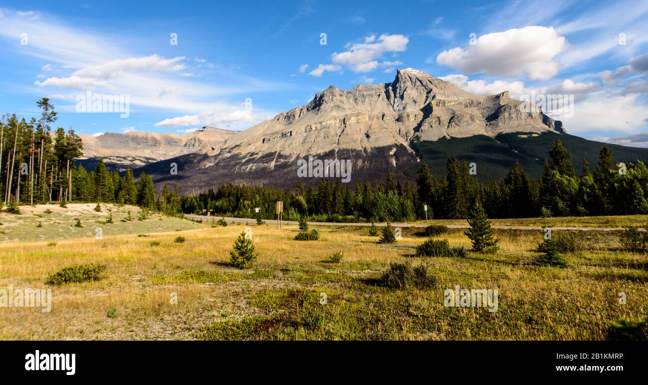 Mountain after a forest fire I , Rocky Mountains, North-America, Canada ...