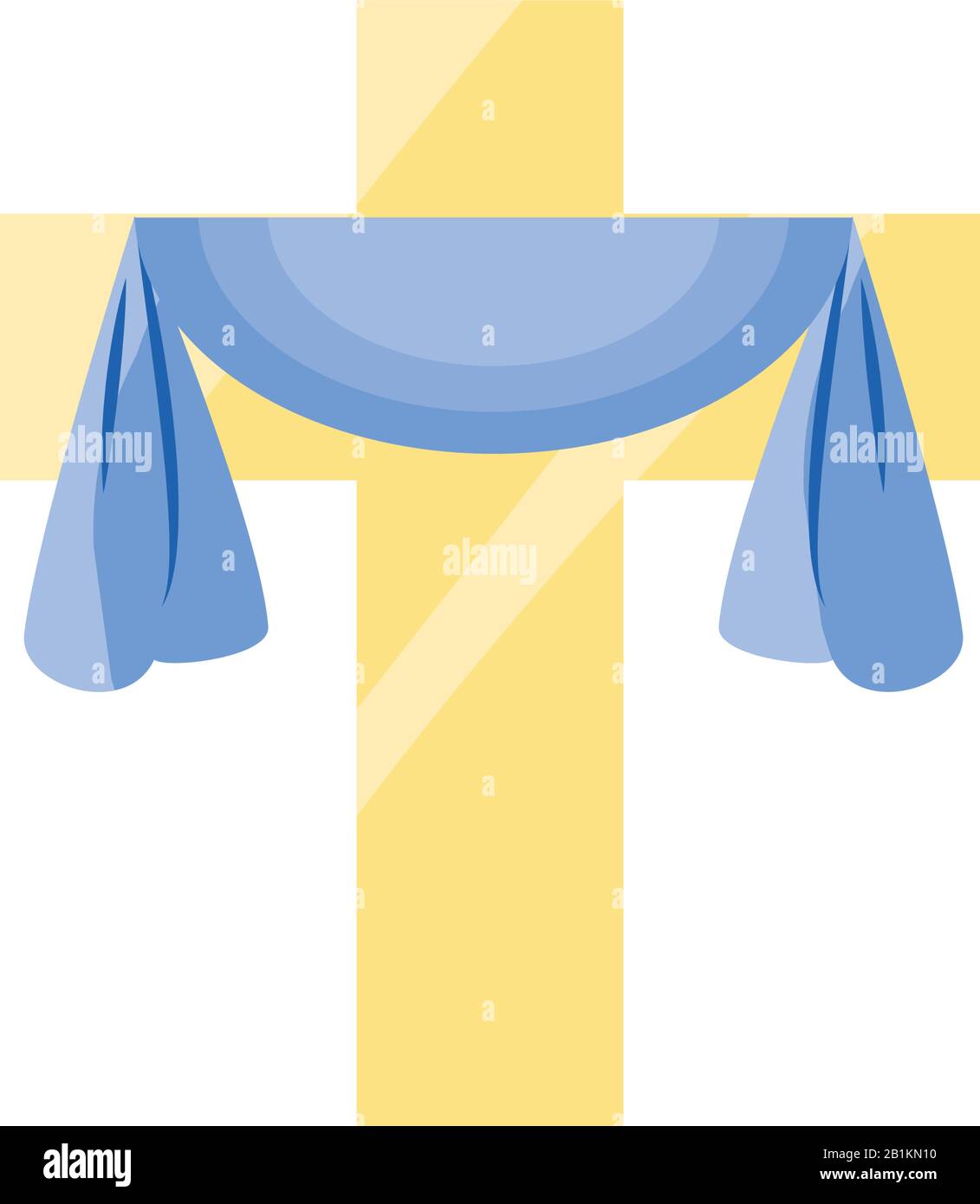 catholic cross over white background, flat style icon, vector ...
