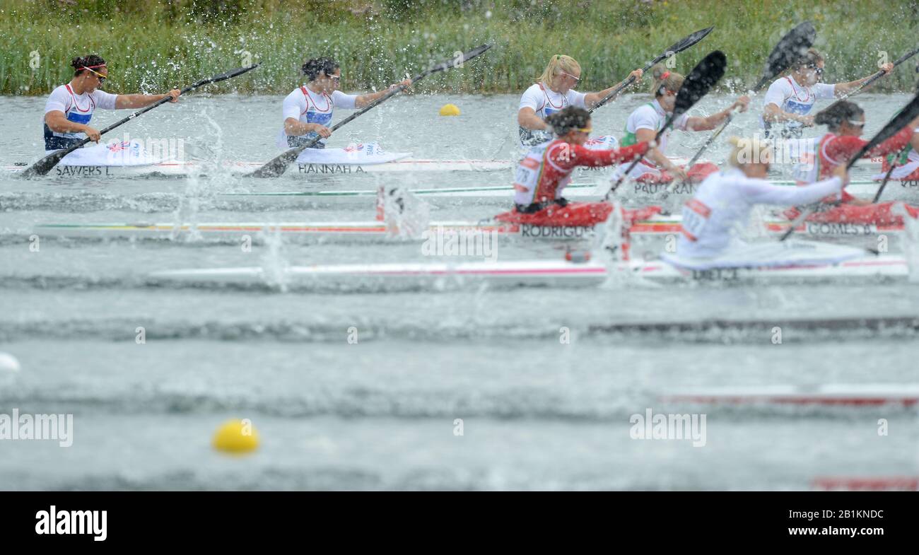 Eton Dorney, Windsor, Great Britain, Start of the Women's Four [K4 ...