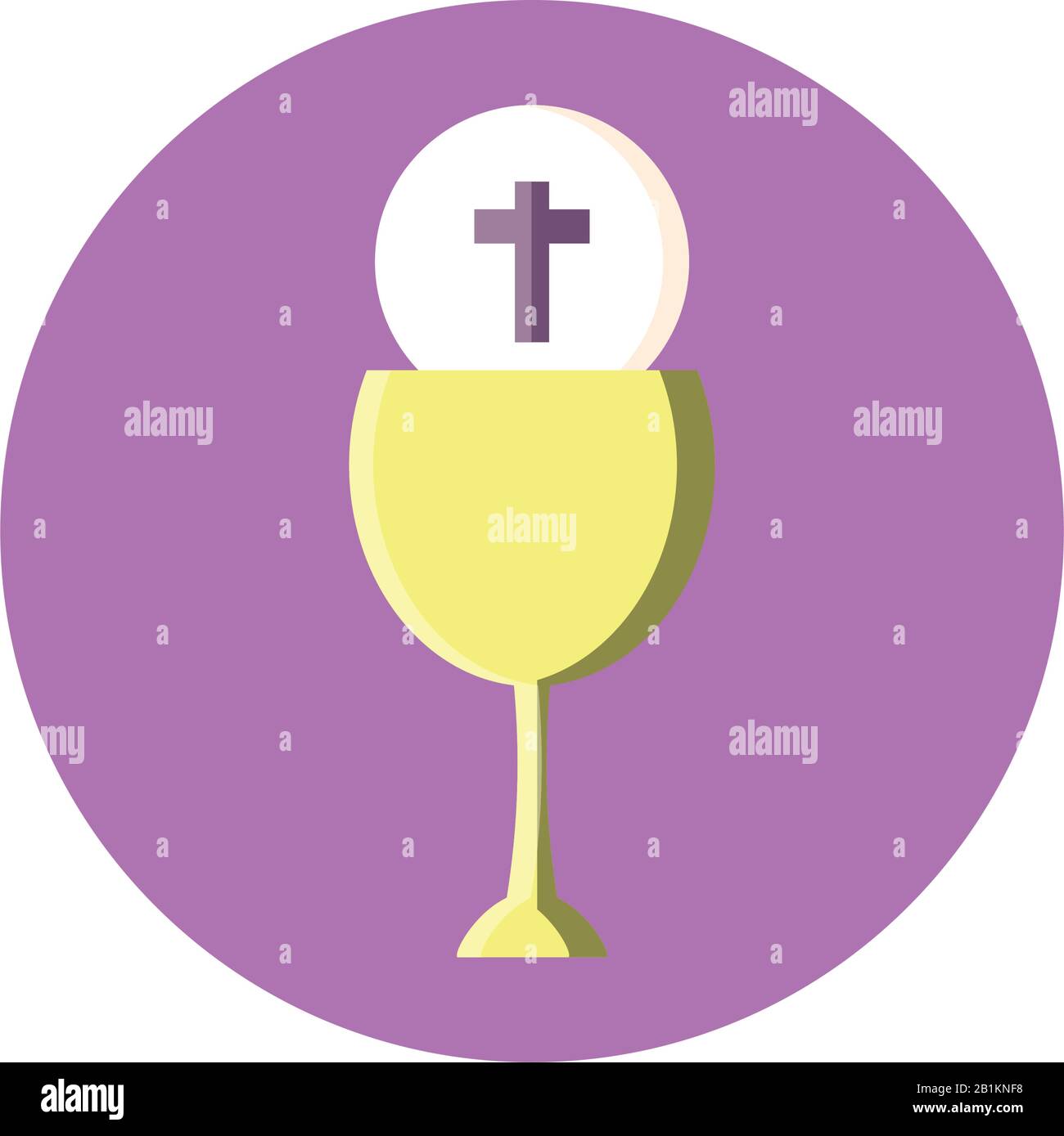 catholic communion wine glass over white background, block style ...
