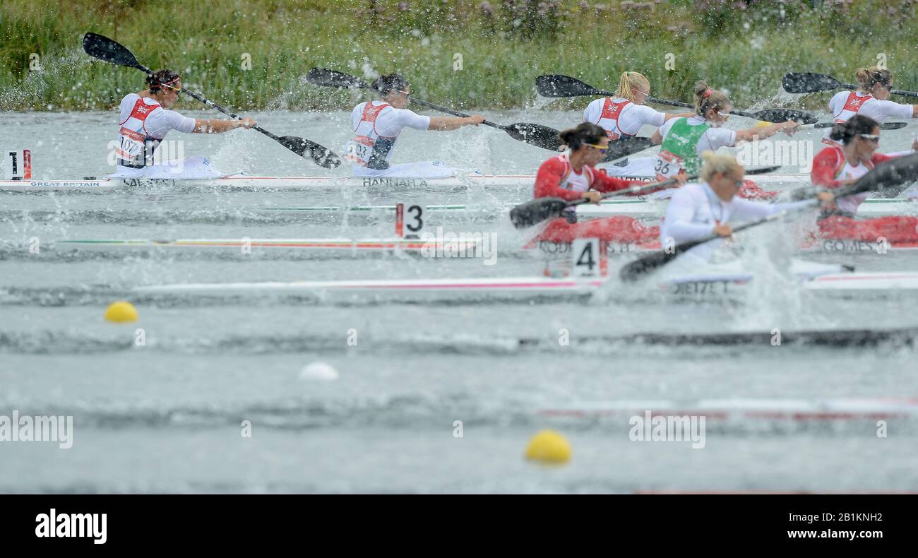 Eton Dorney, Windsor, Great Britain, Start of the Women's Four [K4 ...