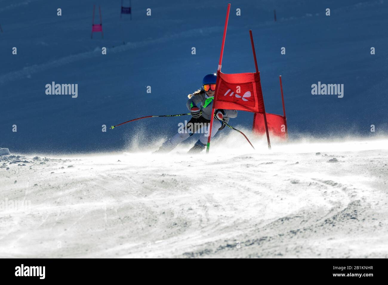 athlete in a special slalom competition Stock Photo - Alamy