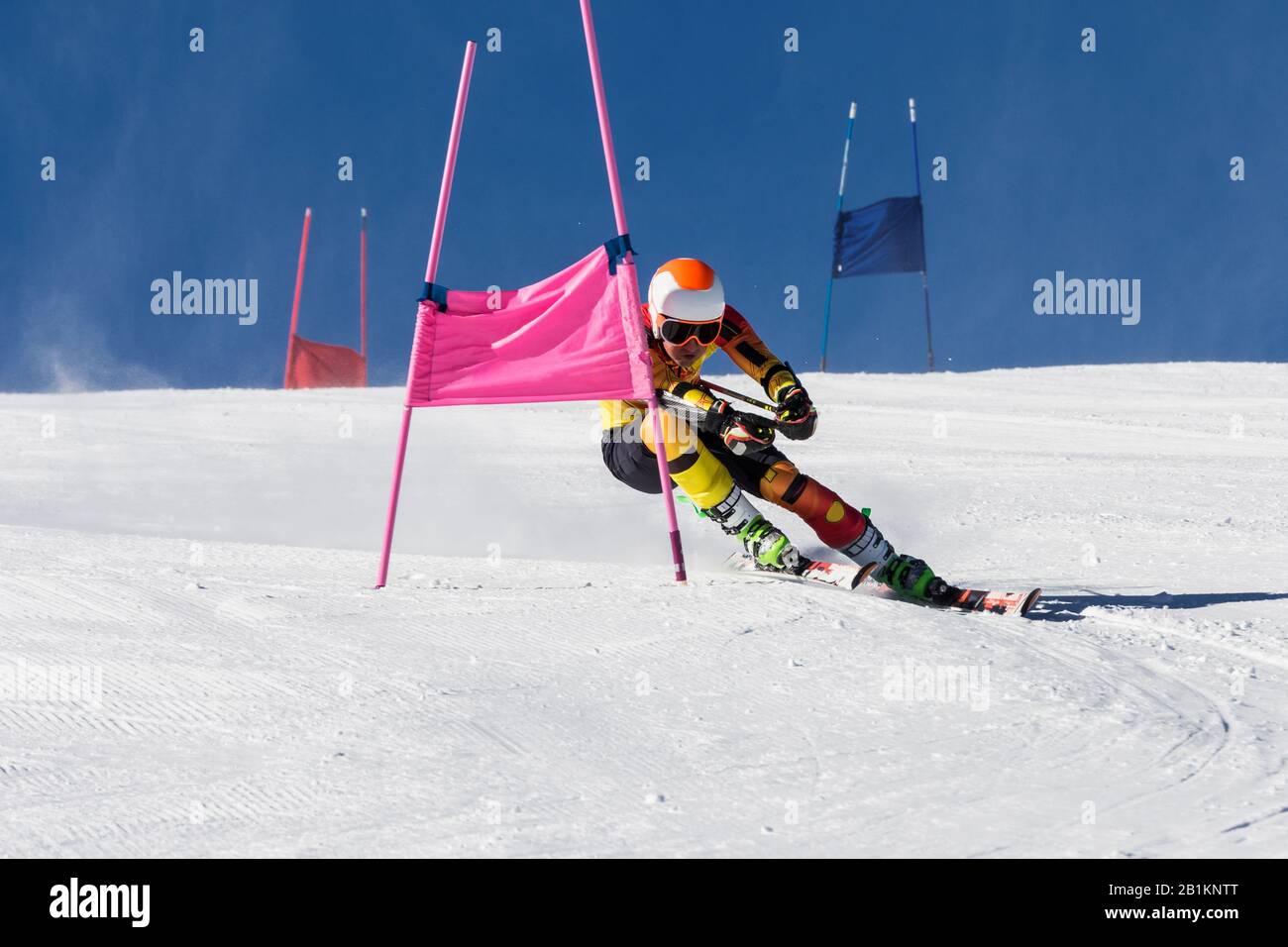 athlete in a special slalom competition Stock Photo - Alamy
