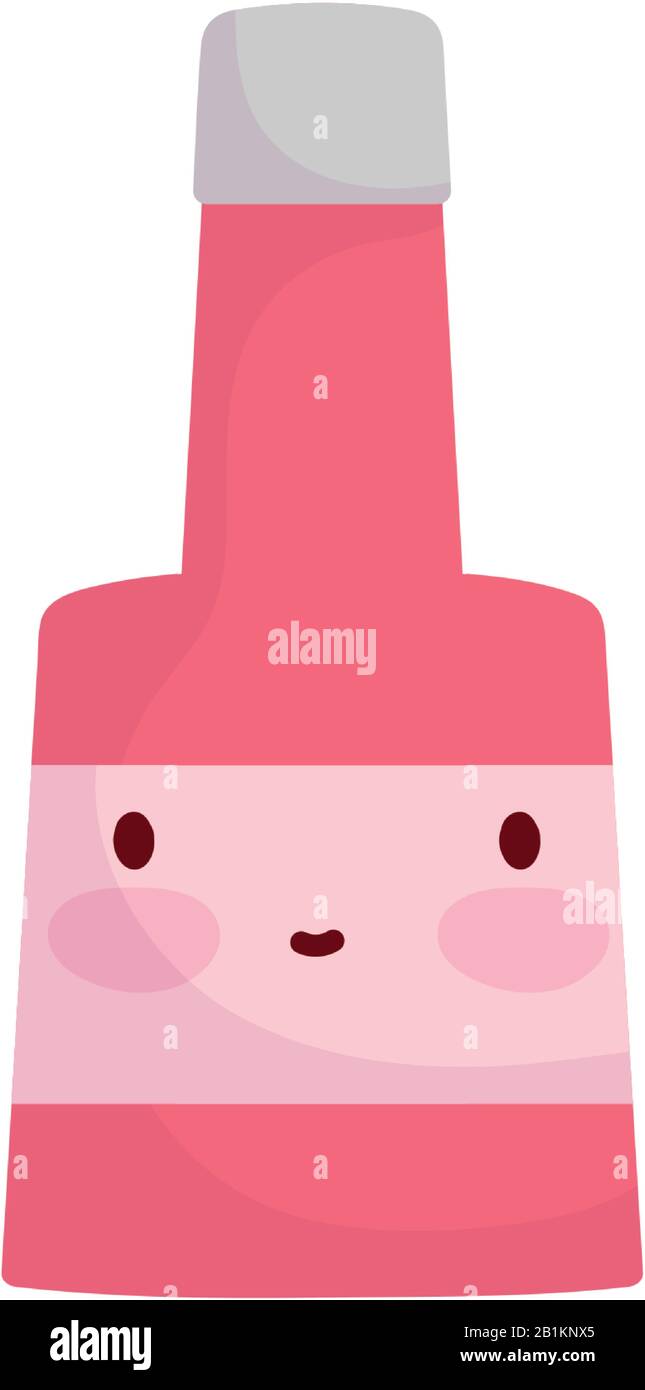 bottle sauce character cartoon food cute vector illustration line and ...