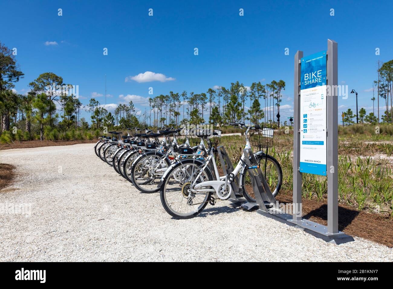 Nature Trail Bicycle Rental station at Babcock Ranch, Florida, a solar ...