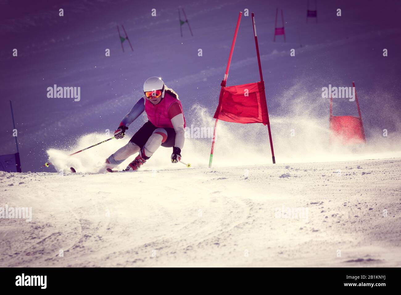 athlete in a special slalom competition Stock Photo - Alamy