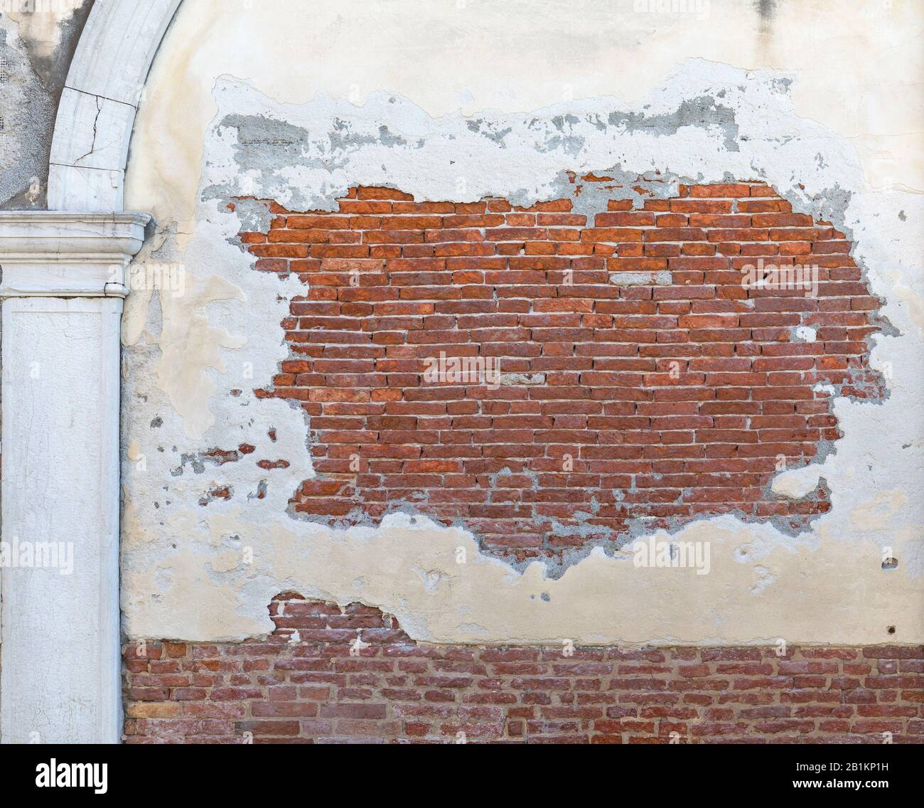 Peeling Off Facade at Brick Wall Building Ruin Stock Photo - Alamy