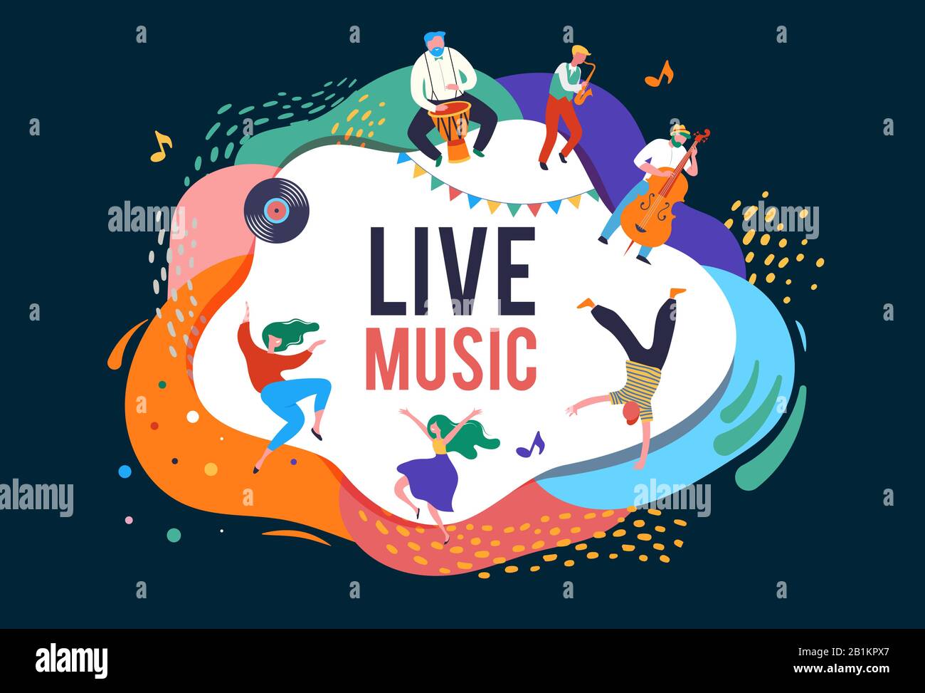 Summer fest, concept of live music festival, jazz and rock, food street ...