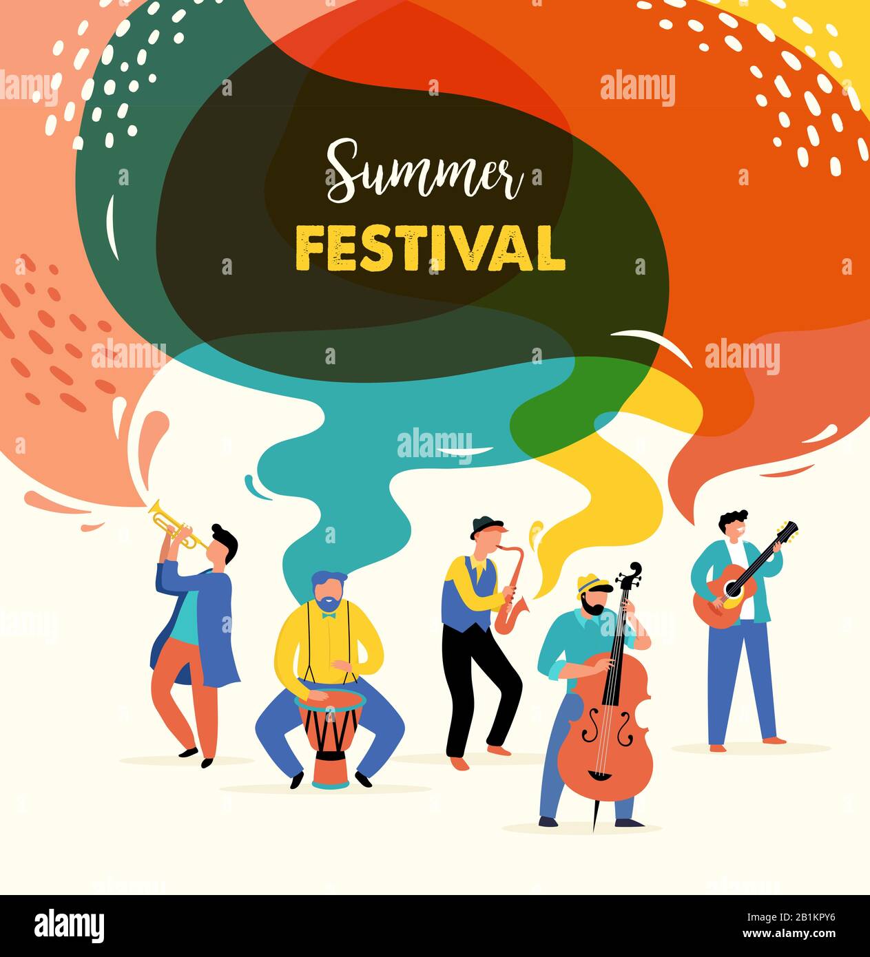 Summer fest, concept of live music festival, jazz and rock, food street ...