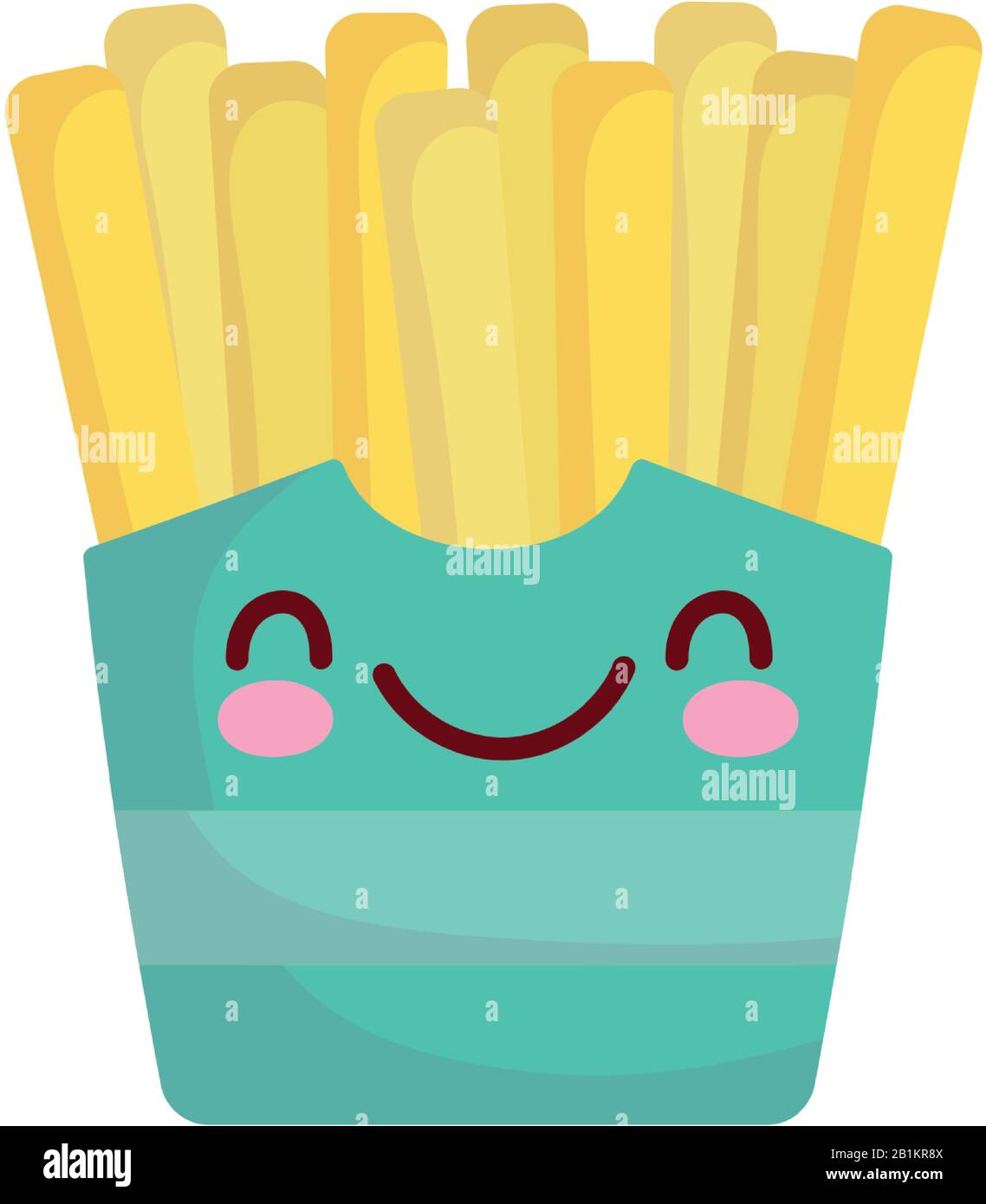 french fries on box cartoon food cute vector illustration line and fill ...
