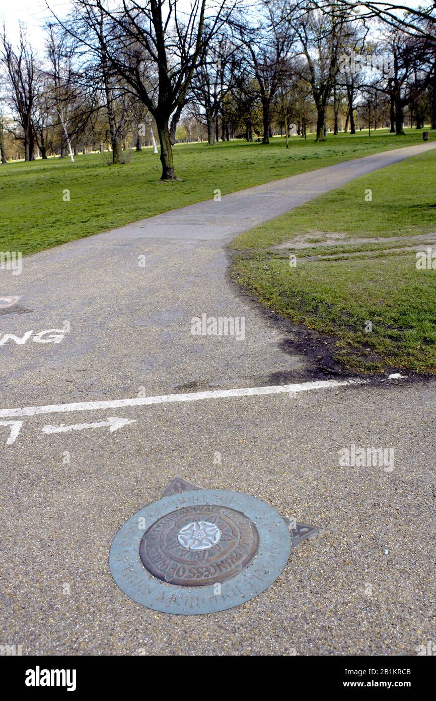 Plaque on a pathway marking the HRH Princess Diana Memorial Walk ...