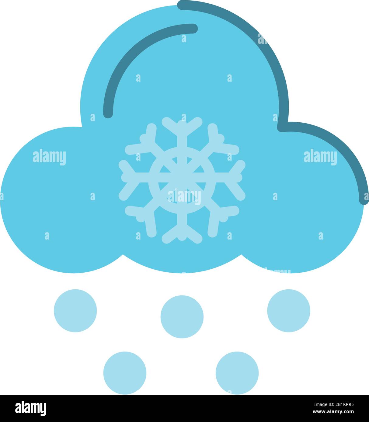 snowy cloud icon over white background, flat style, vector illustration ...
