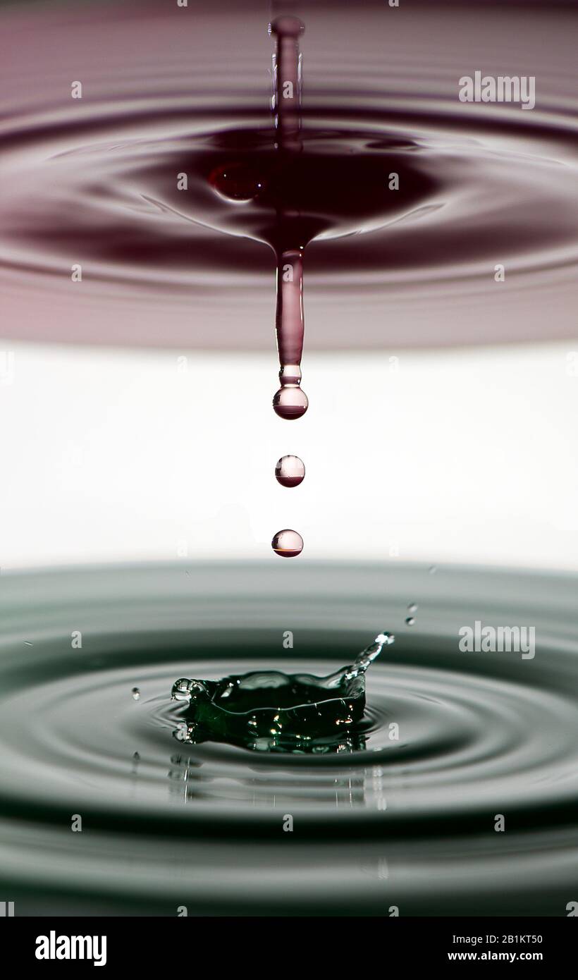A waterdrop falling into another water Stock Photo - Alamy