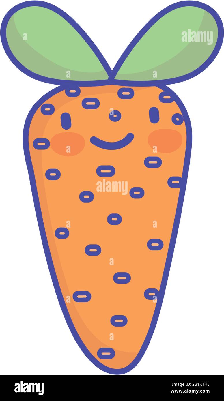 carrot vegetable fresh cartoon food cute vector illustration flat style ...