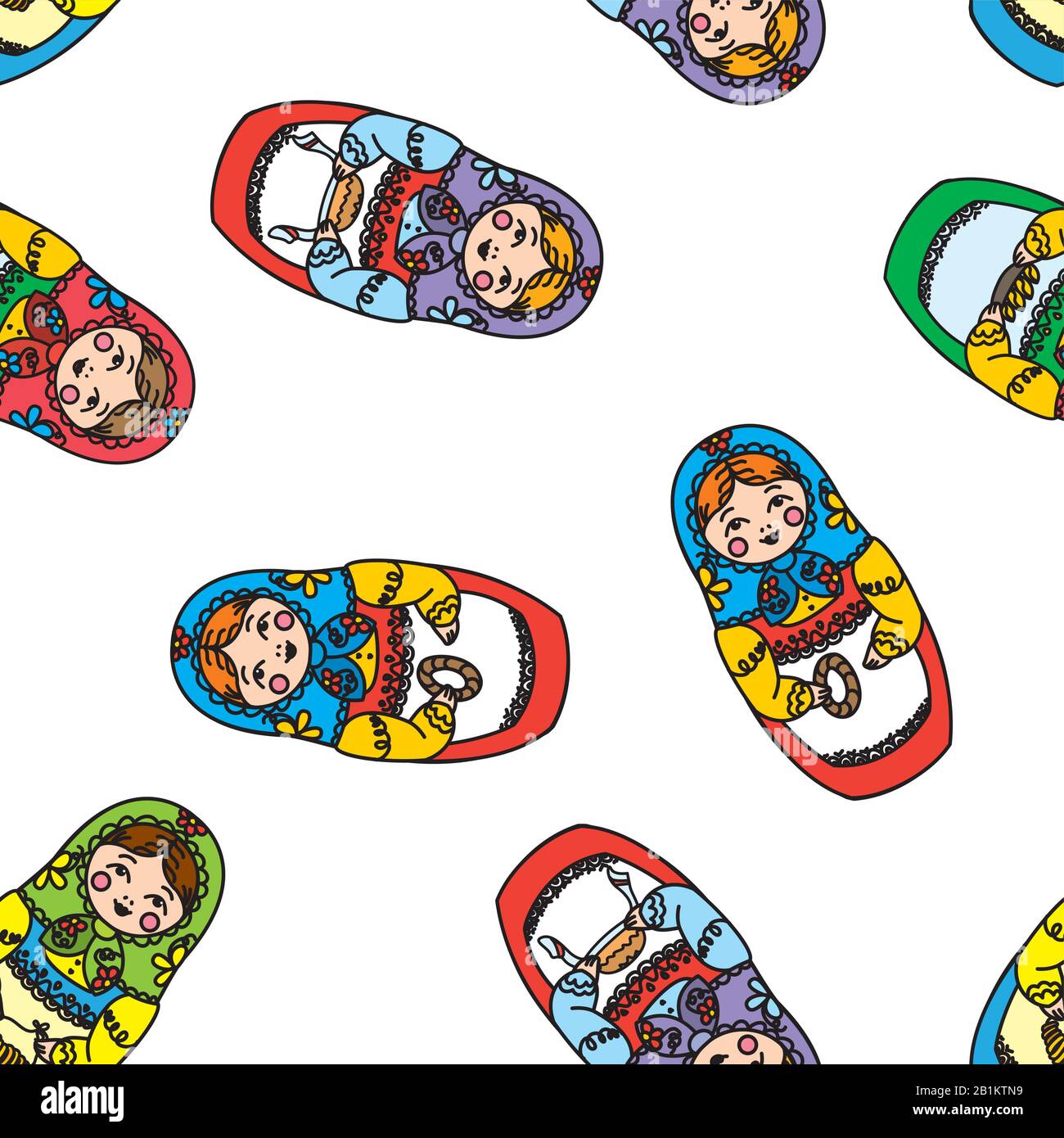 Seamless pattern with russian doll, cartoon vector illustration Stock ...