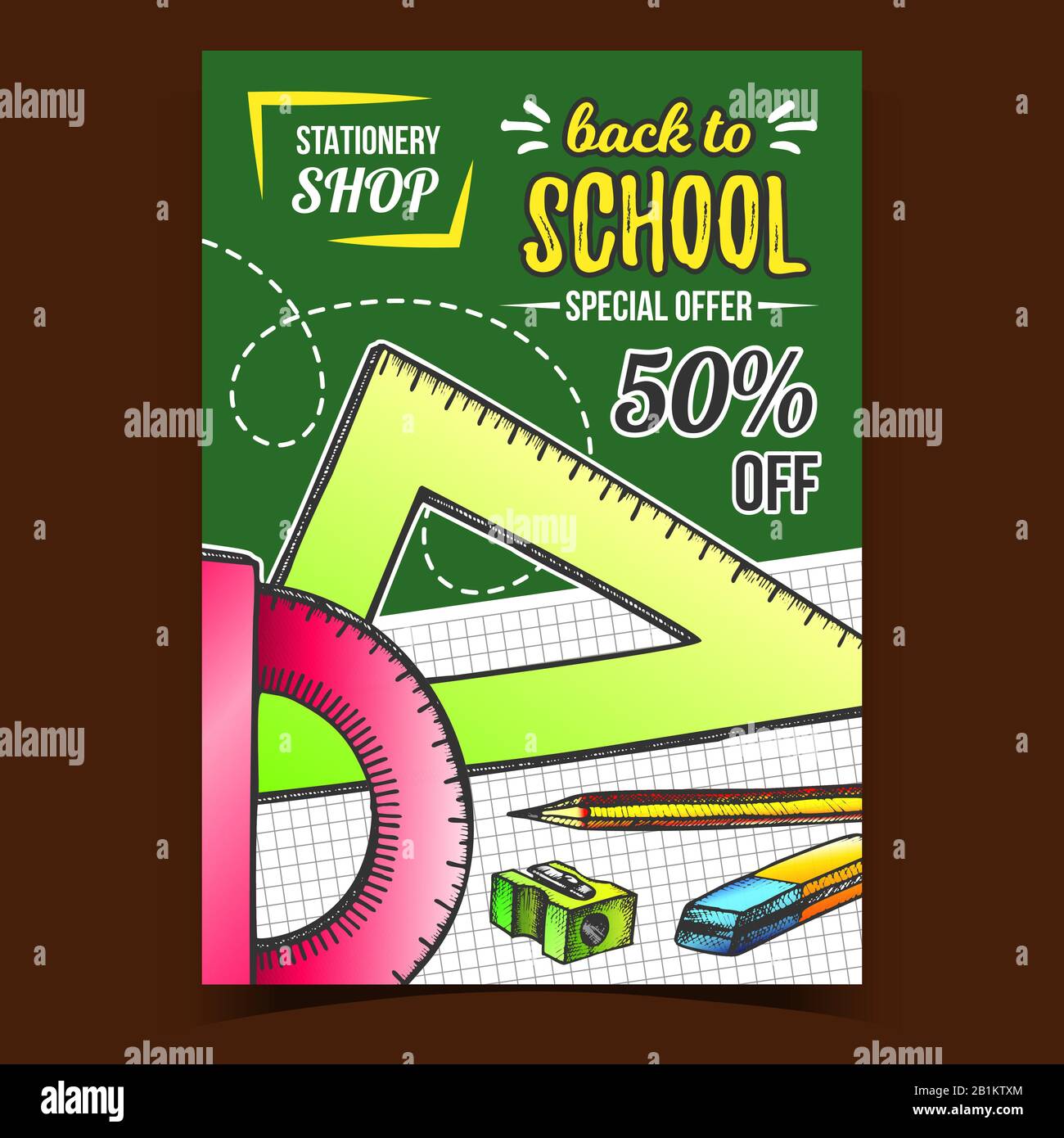 School Stationery Shop Advertising Banner Vector Stock Vector Image ...