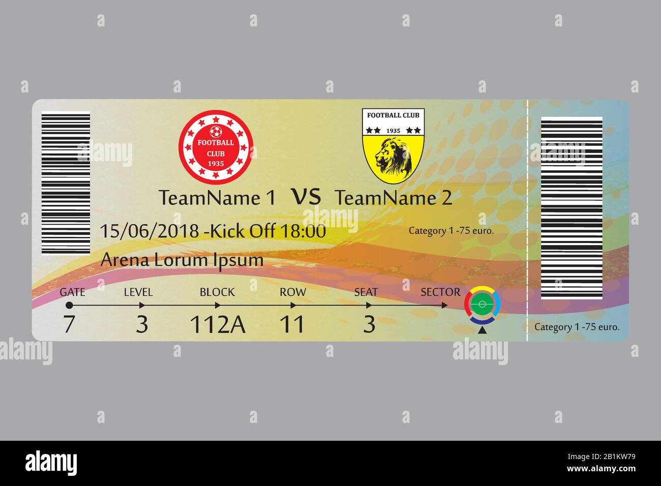 Football ticket,isolated,flat vector illustration Stock Vector Image ...