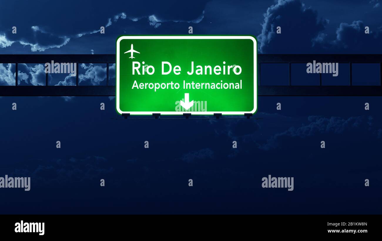 Rio De Janeiro Brazil Airport Highway Road Sign 3D Illustration at ...