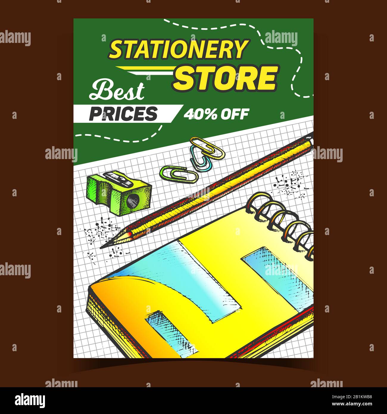 Stationery Store Prices Advertising Banner Vector Stock Vector Image ...