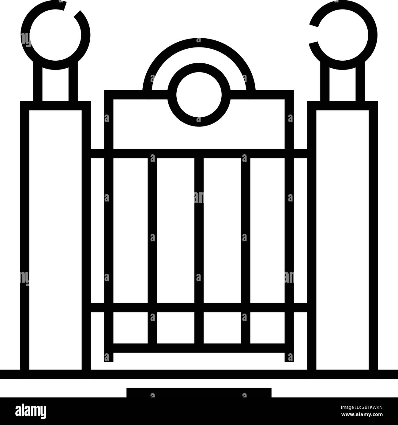 House gates line icon, concept sign, outline vector illustration ...