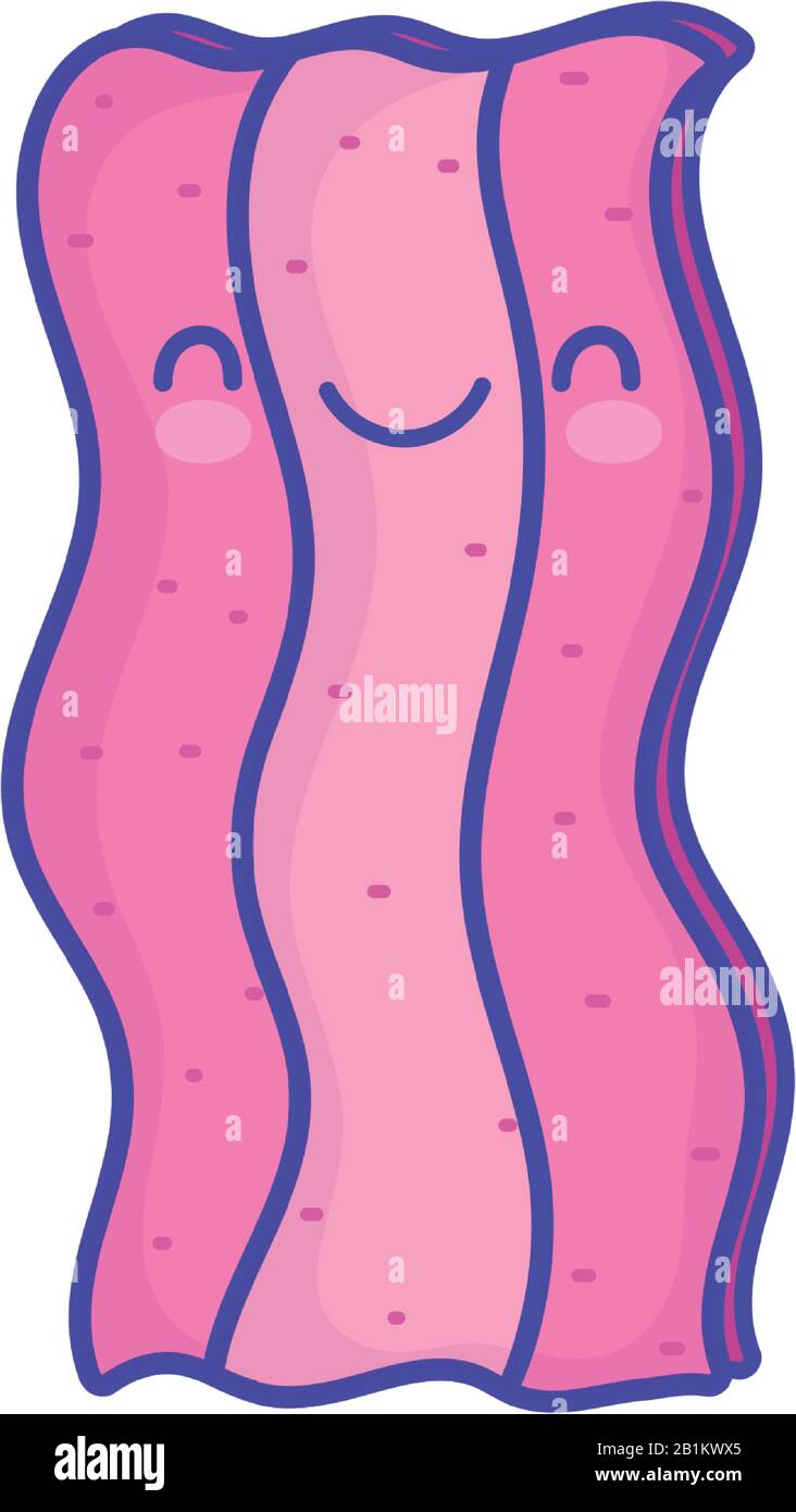 bacon piece character cartoon food cute vector illustration flat style ...