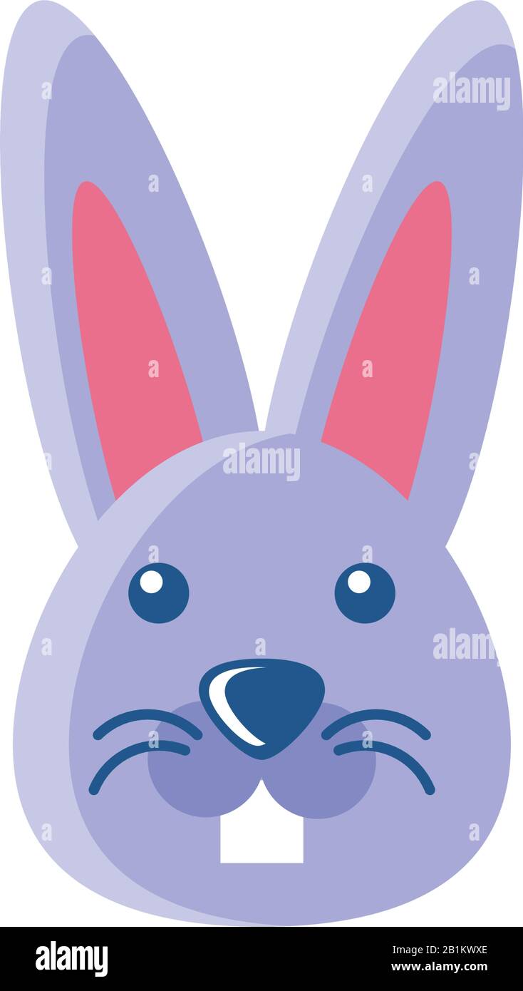 cute rabbit head icon over white background, colorful and flat style ...