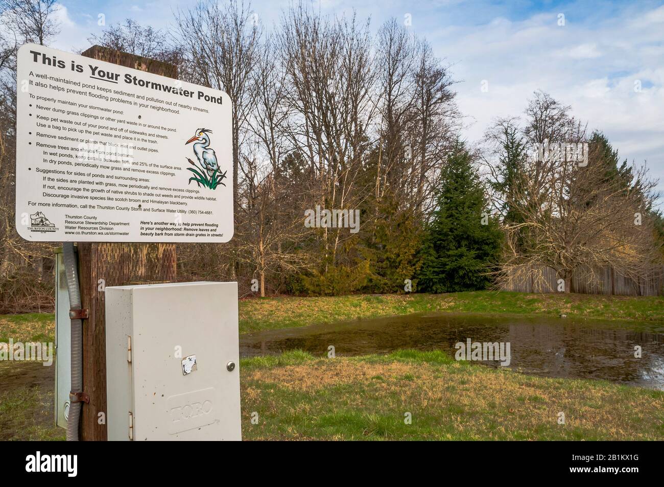 Stormwater Collection Pond Sign Stock Photo - Alamy
