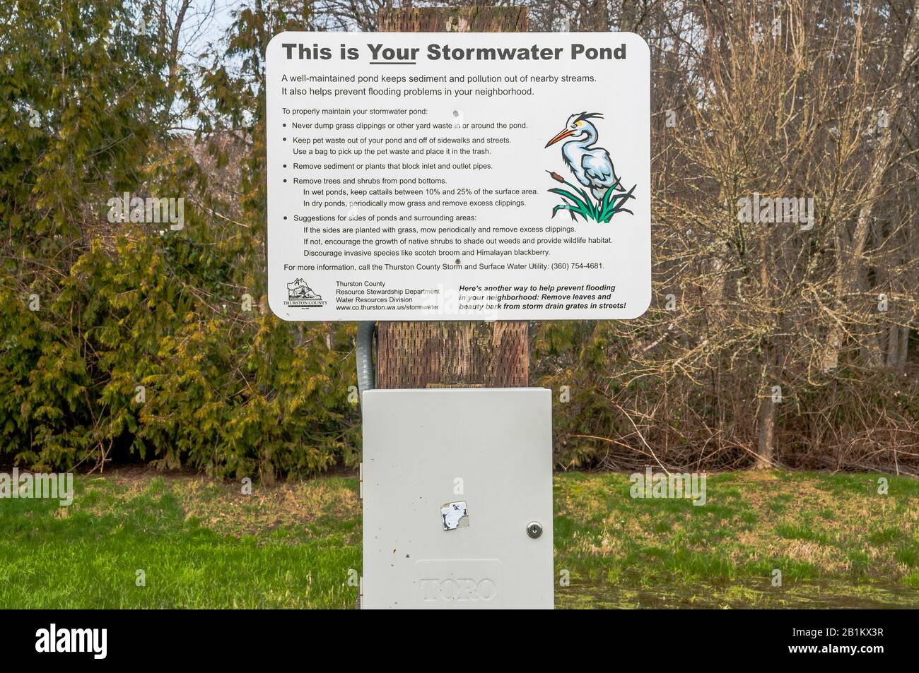 Stormwater Collection Pond Sign Stock Photo - Alamy