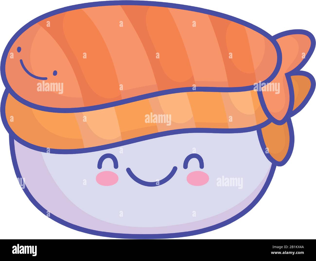 sushi with salmon fish character cartoon food cute vector illustration ...