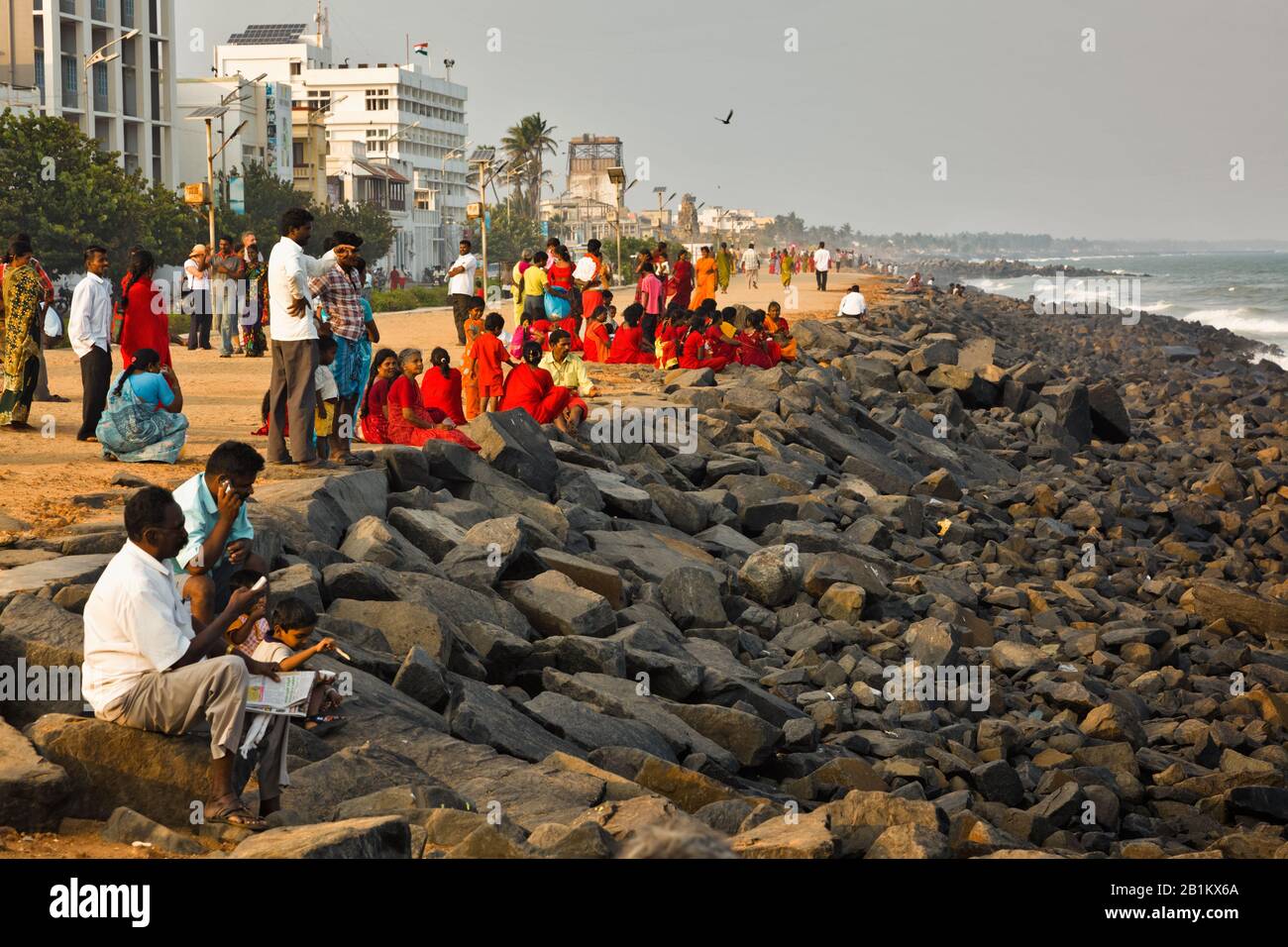 Seafront at Indian Union Territory of Puducherry. Pondicherry, India ...