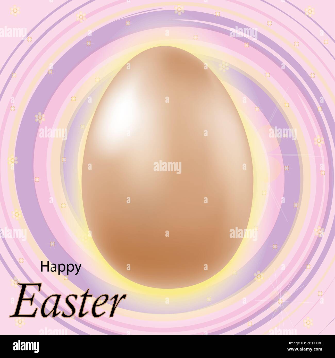 happy Easter . realistic Golden egg Shine . illustration. postcard text ...