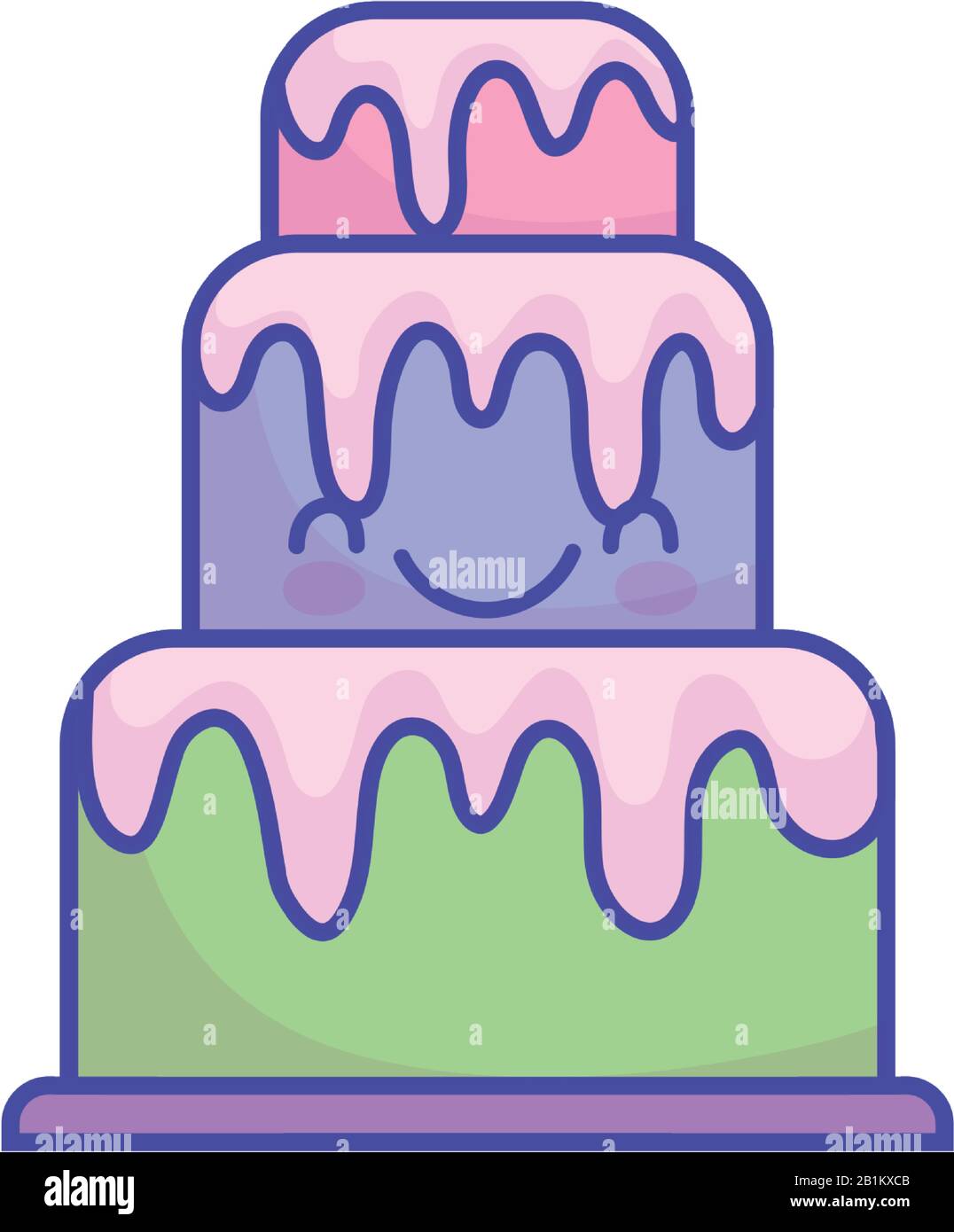 pink big cake dessert cartoon food cute vector illustration flat style ...