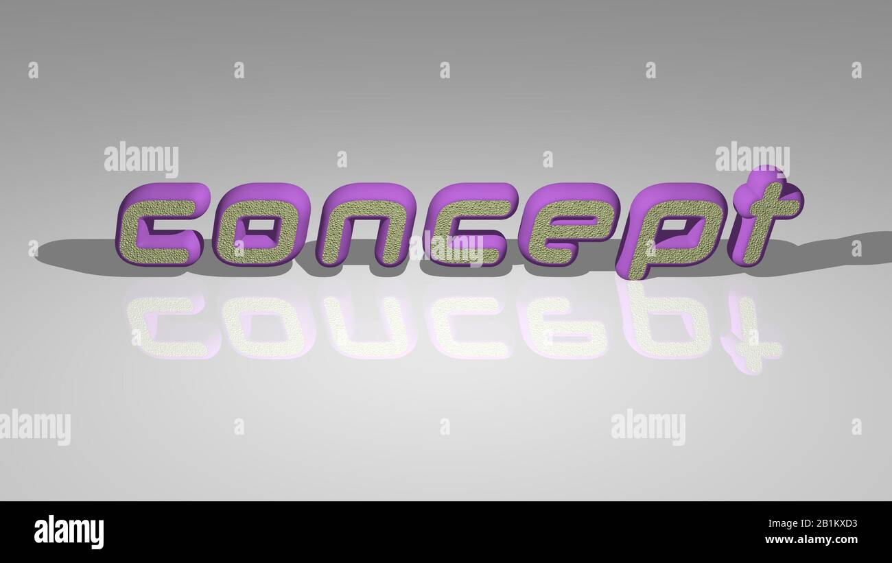 CONCEPT 3D text illustrated with light perspective and shades, a ...