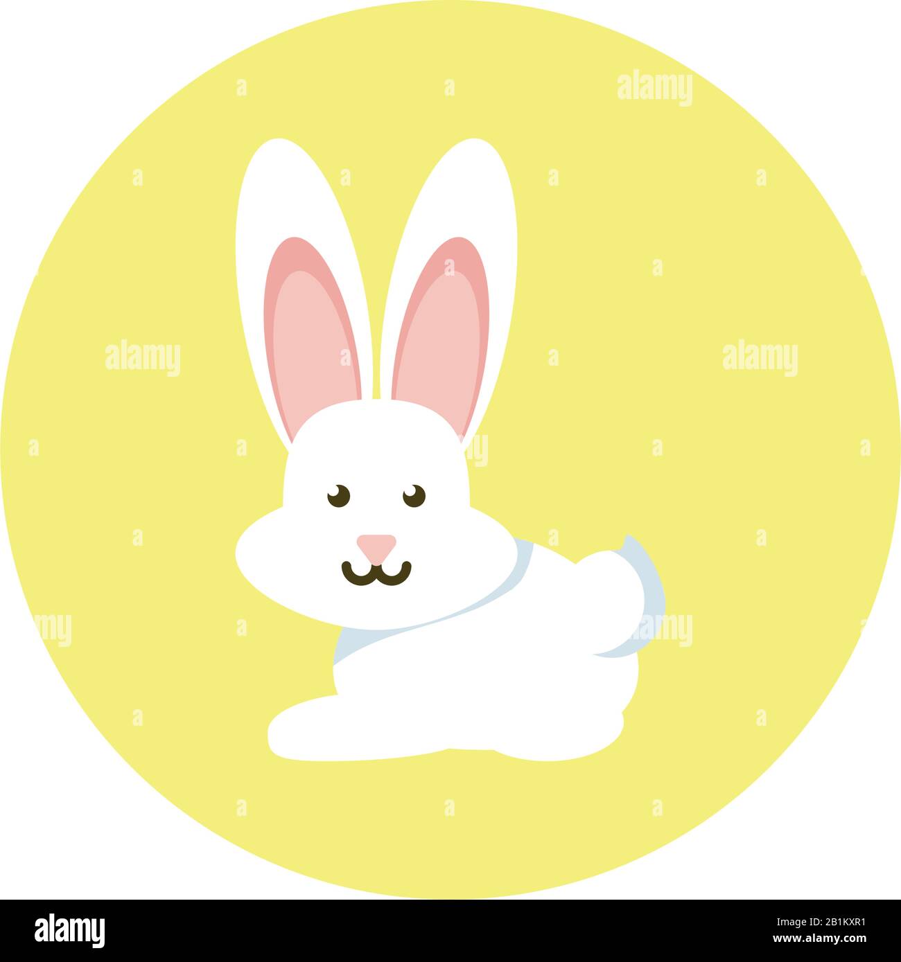 cute rabbit icon over white background, block style, vector ...