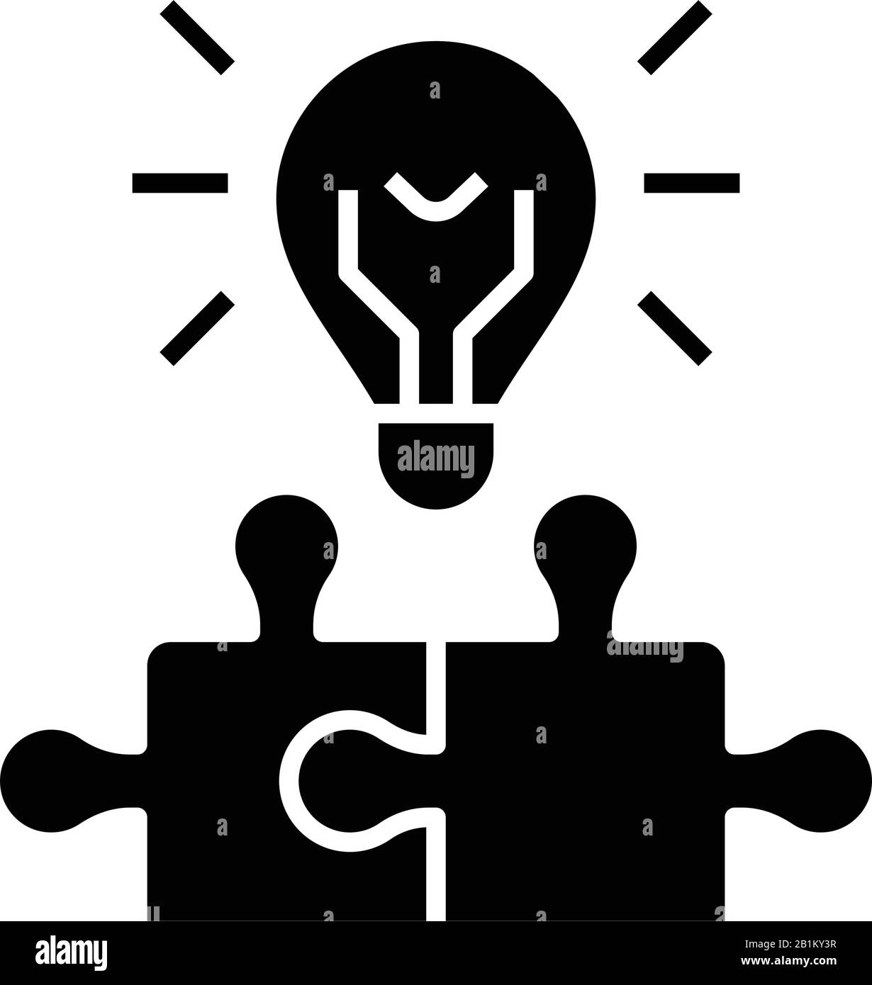 Bright solution black icon, concept illustration, vector flat symbol ...