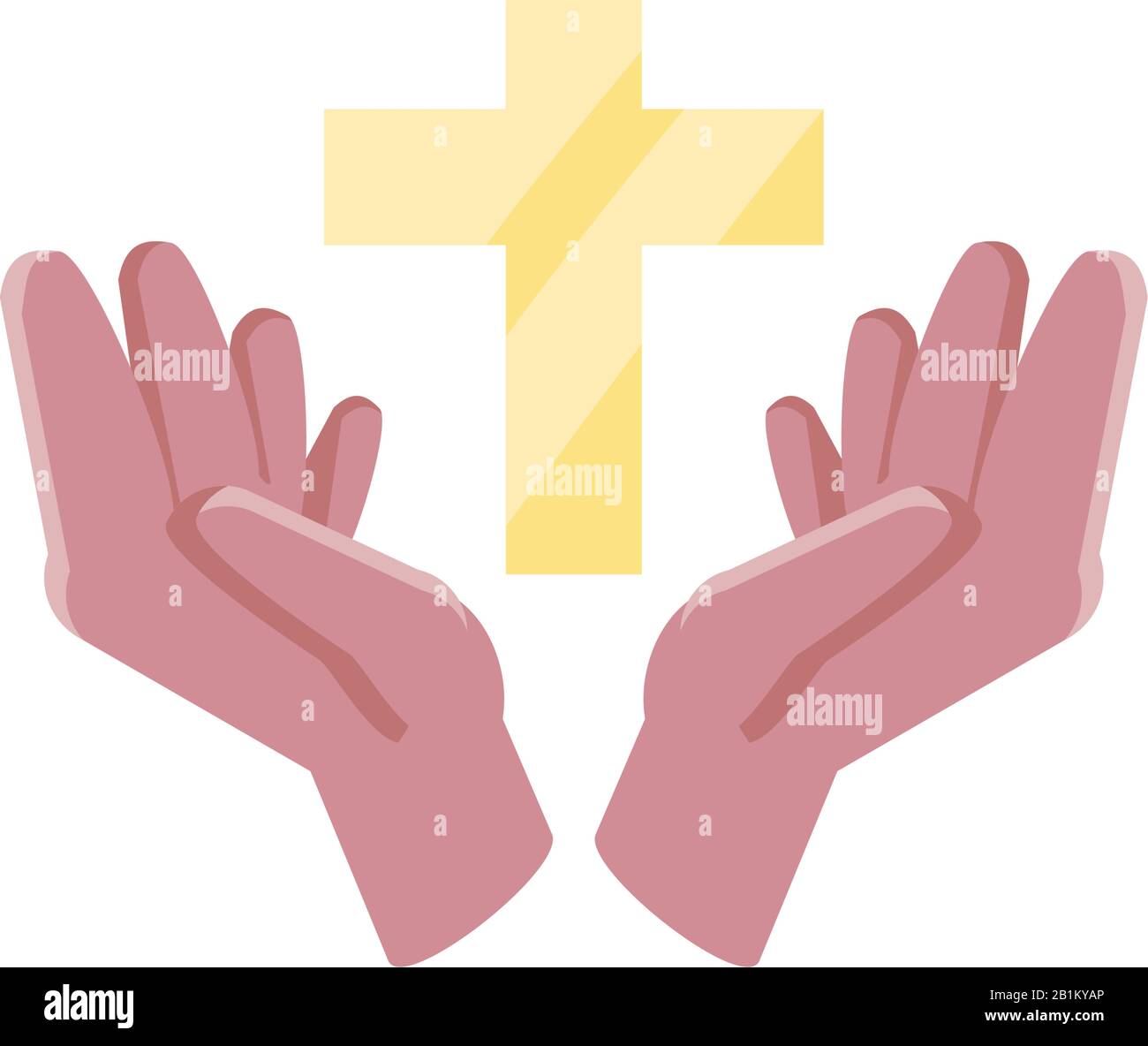 hands with jesus cross icon over white background, colorful and flat ...
