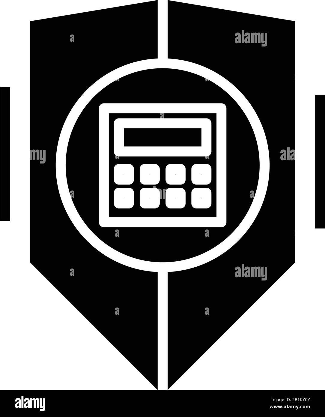 Calculate protection black icon, concept illustration, vector flat ...