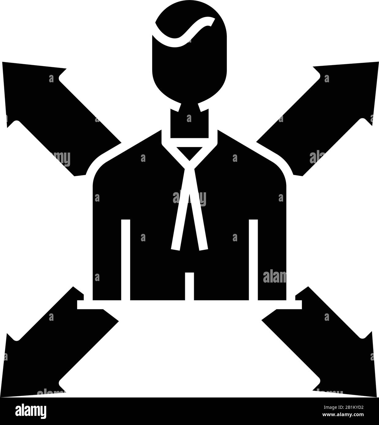 Choice of direction black icon, concept illustration, vector flat ...