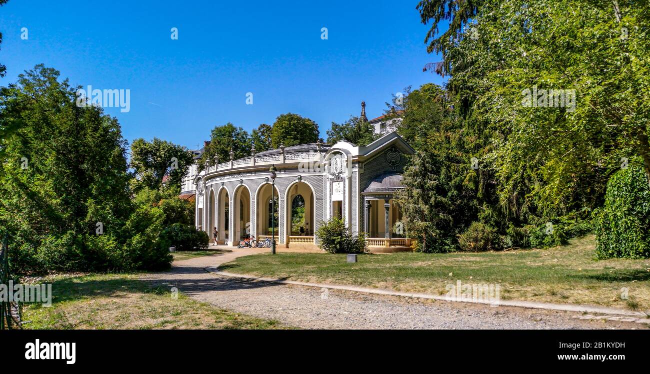 Vichy spa city. The Célesting spring (Source of Celestins), Allier ...