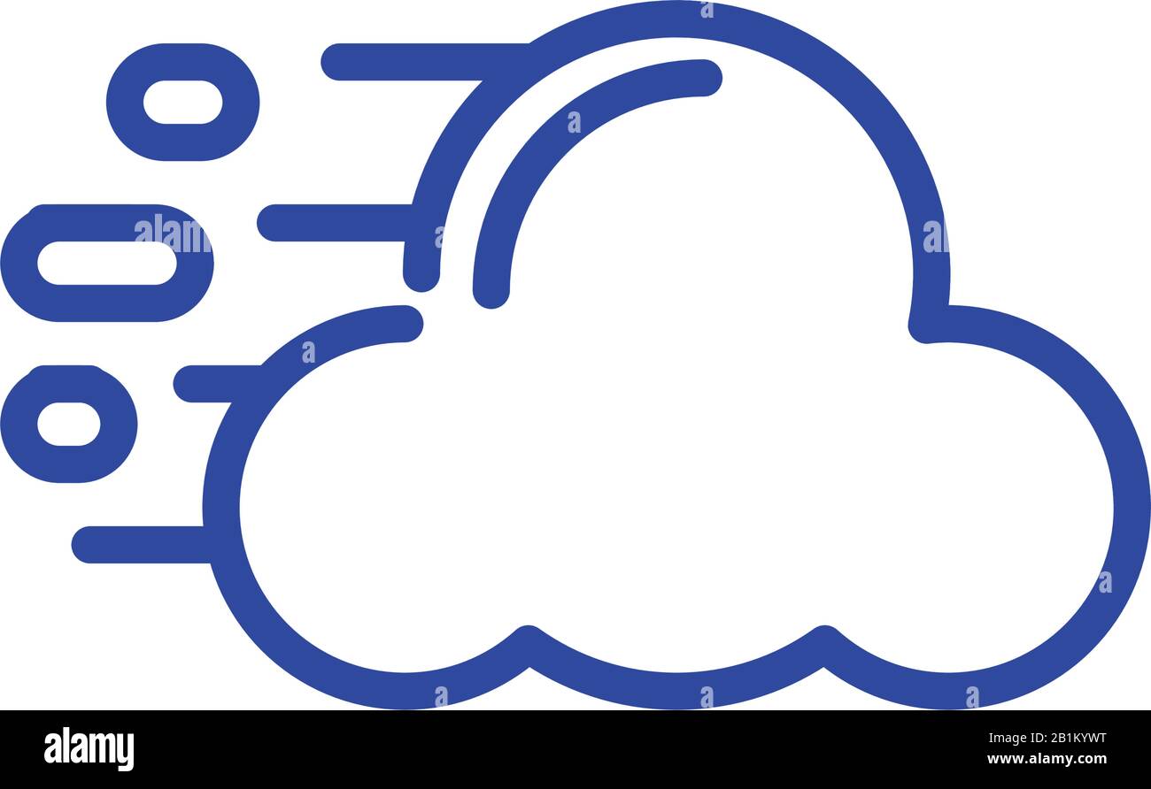 windy cloud icon over white background, flat style, vector illustration ...