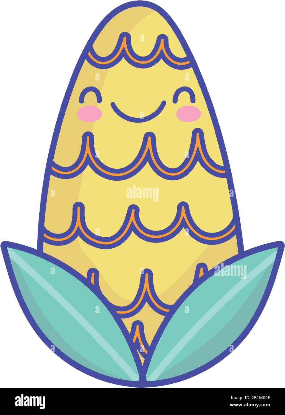 corn cob grains cartoon food cute vector illustration flat style icon ...