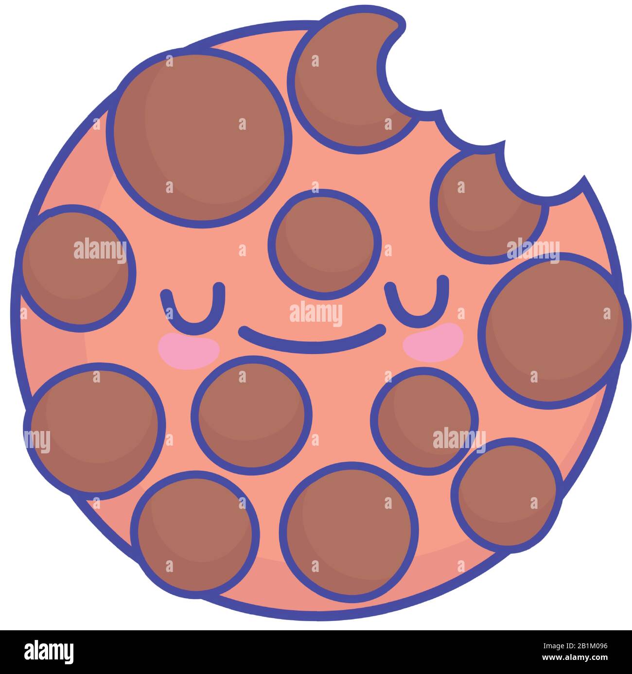 bitten cookie chocolate chips cartoon food cute vector illustration ...