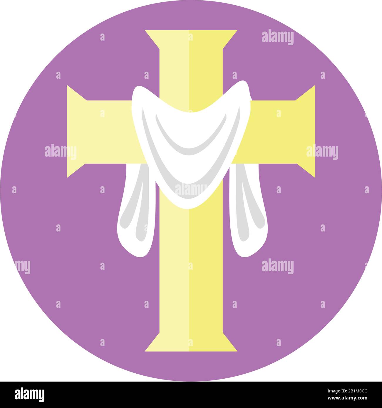 catholic cross with robe over white background, block style icon ...