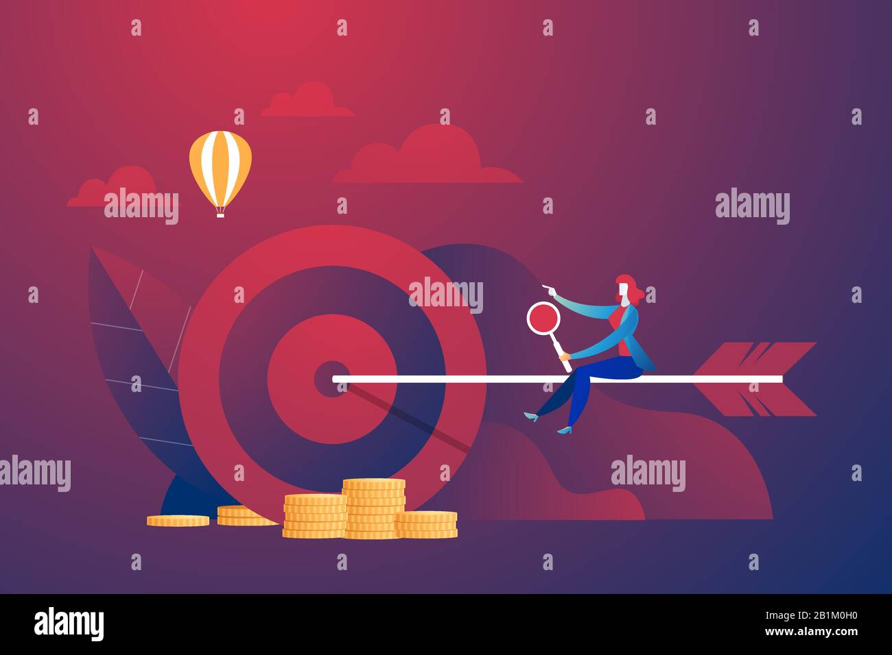 Business corporate with rider arrow to target. Vector illustration ...