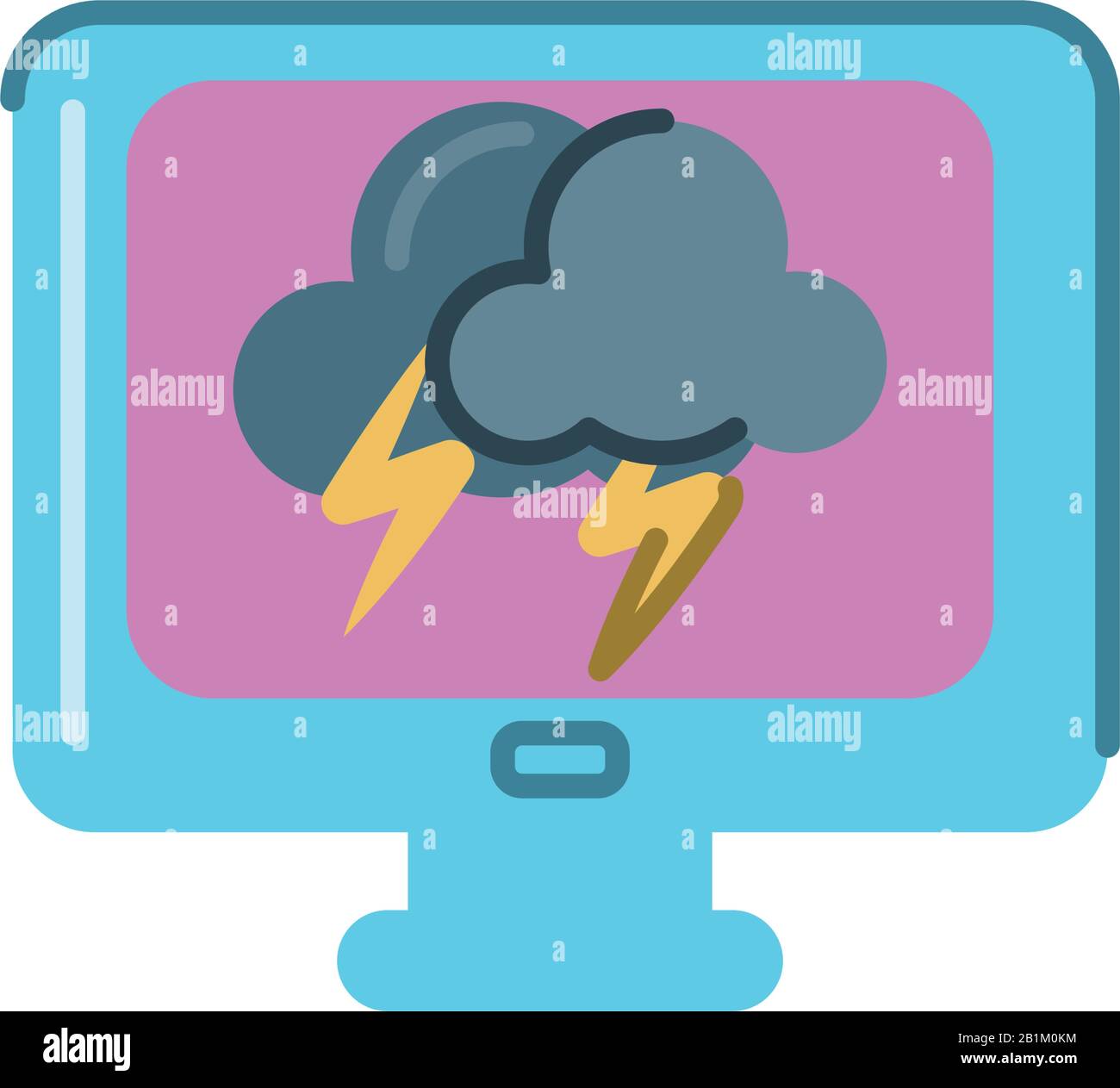 computer with storm clouds icon over white background, flat style icon ...