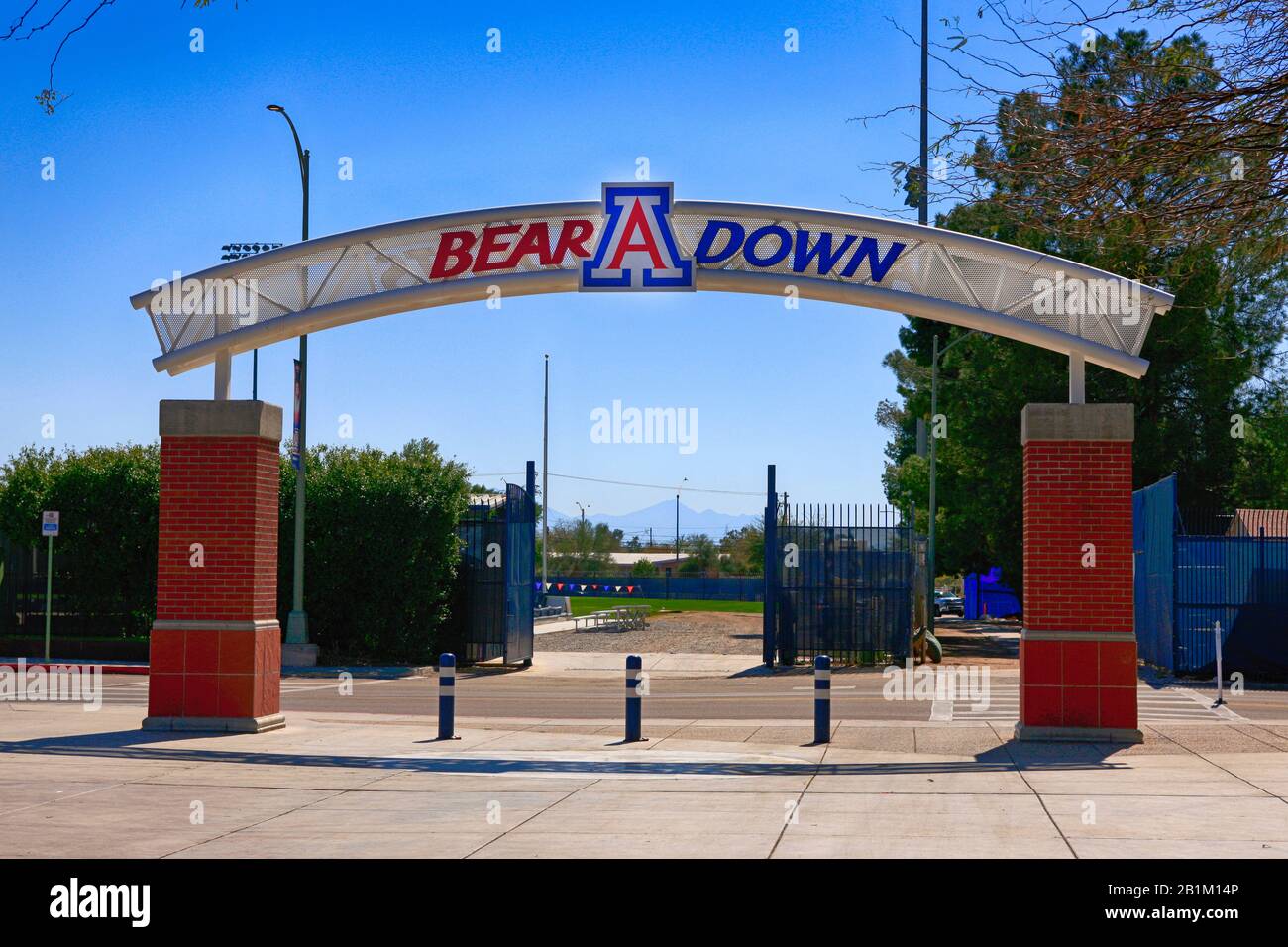 "Bear Down" overhead sign, the motto of the University of Arizona in ...