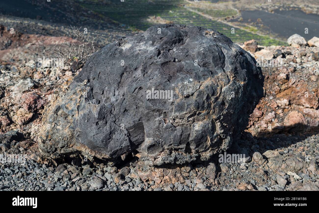 Large basaltic lava volcanic bomb from the 1971 explosive eruption of ...