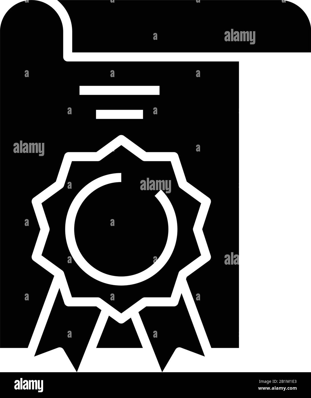 Certification black icon, concept illustration, vector flat symbol ...