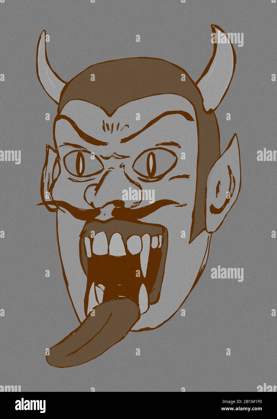 Vintage devil image with tongue out Stock Photo - Alamy